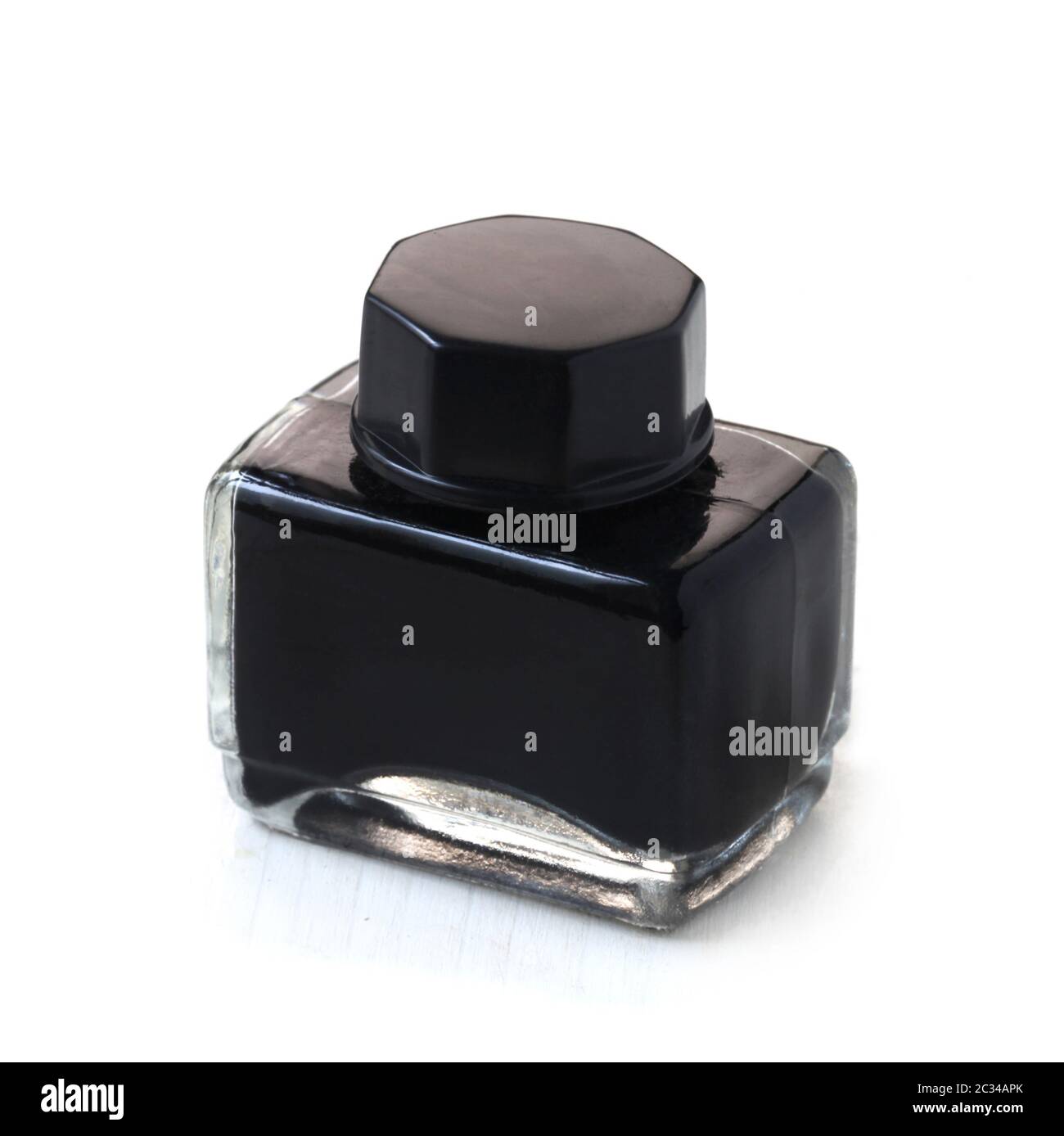 Ink Well With Black Ink Isolated On White Stock Photo - Alamy