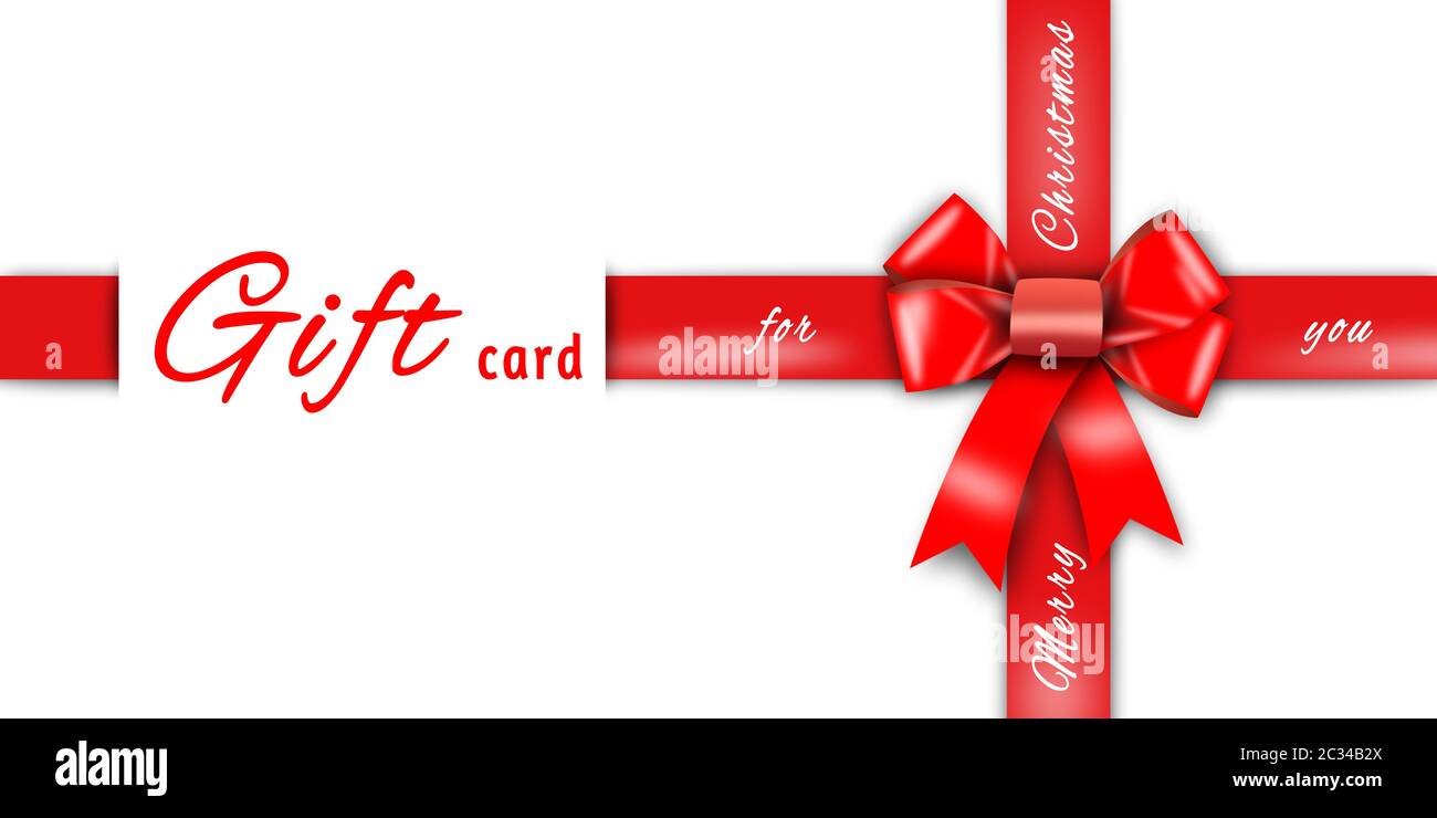 gift card, red ribbon, red loop Stock Photo - Alamy