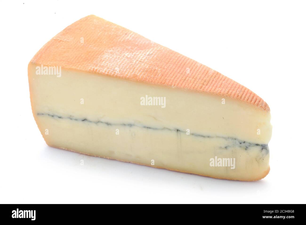 A Piece Of Morbier Cheese Isolated On White Stock Photo - Alamy
