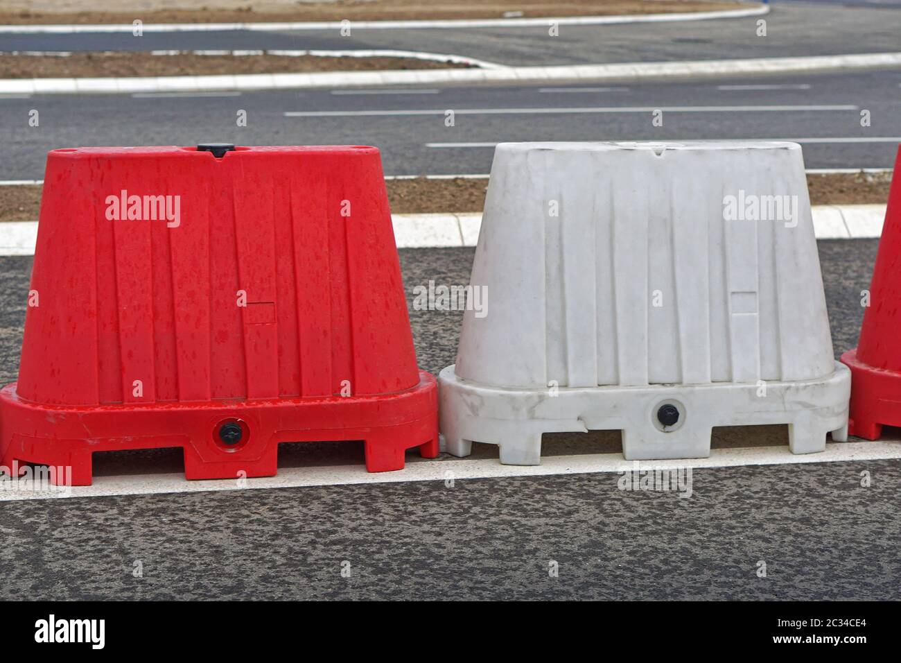 Road works red white barrier hi-res stock photography and images - Alamy