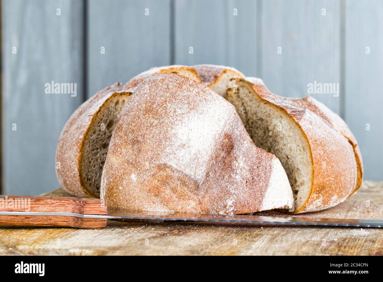 sliced bread from wheat and rye flour, light bread, cut into pieces ...