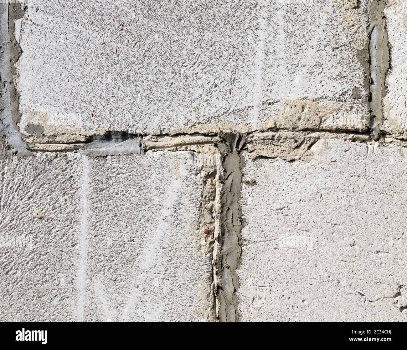 new modern brick wall of the house, made of white silicate block of ...