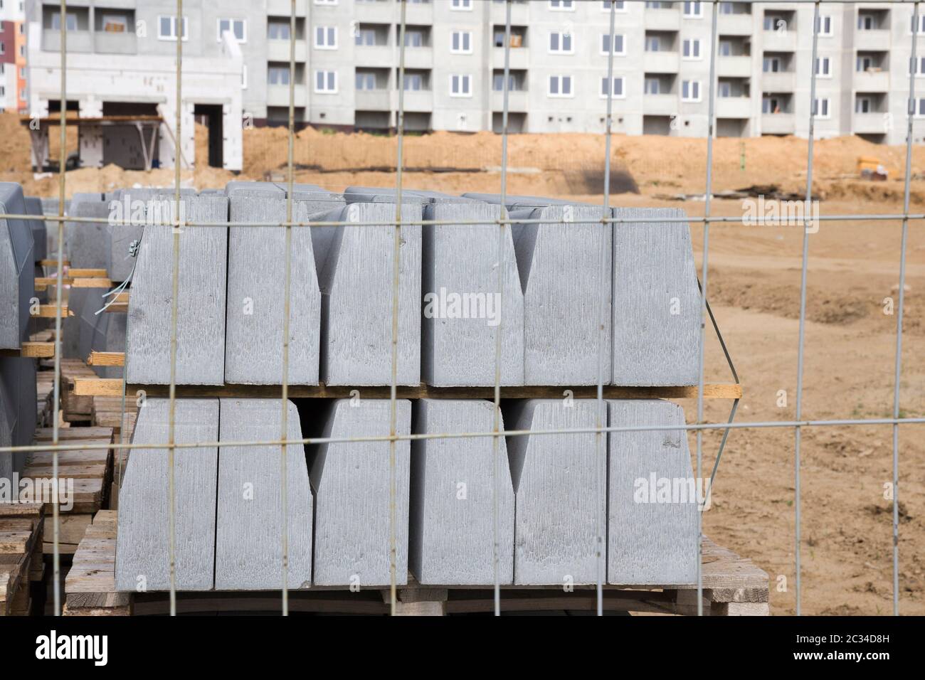 concrete blocks of different sizes for the construction of roads and ...