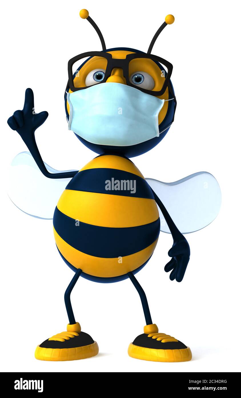 3D Illustration of a cartoon bee with a mask Stock Photo - Alamy