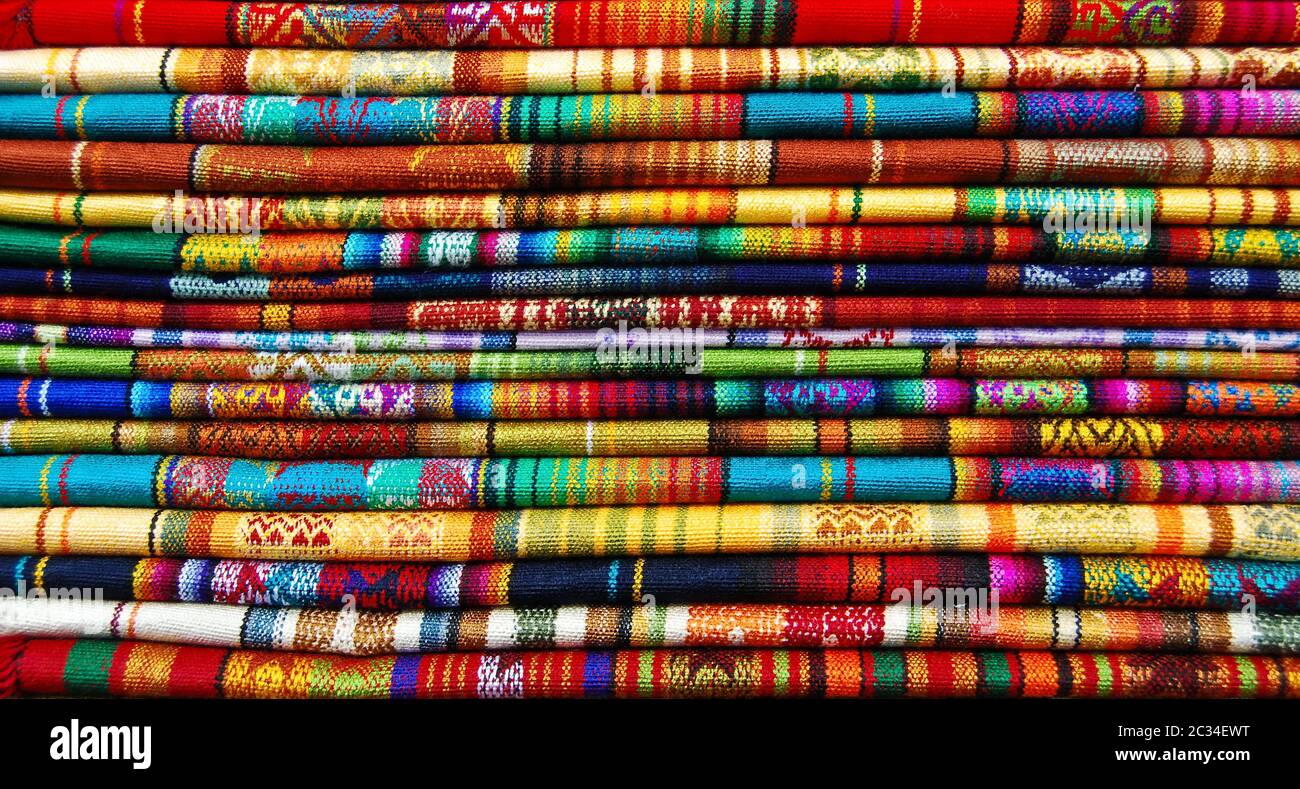 .All the colors of Ecuador. Indian fabric market. Otavalo. Ecuador ...