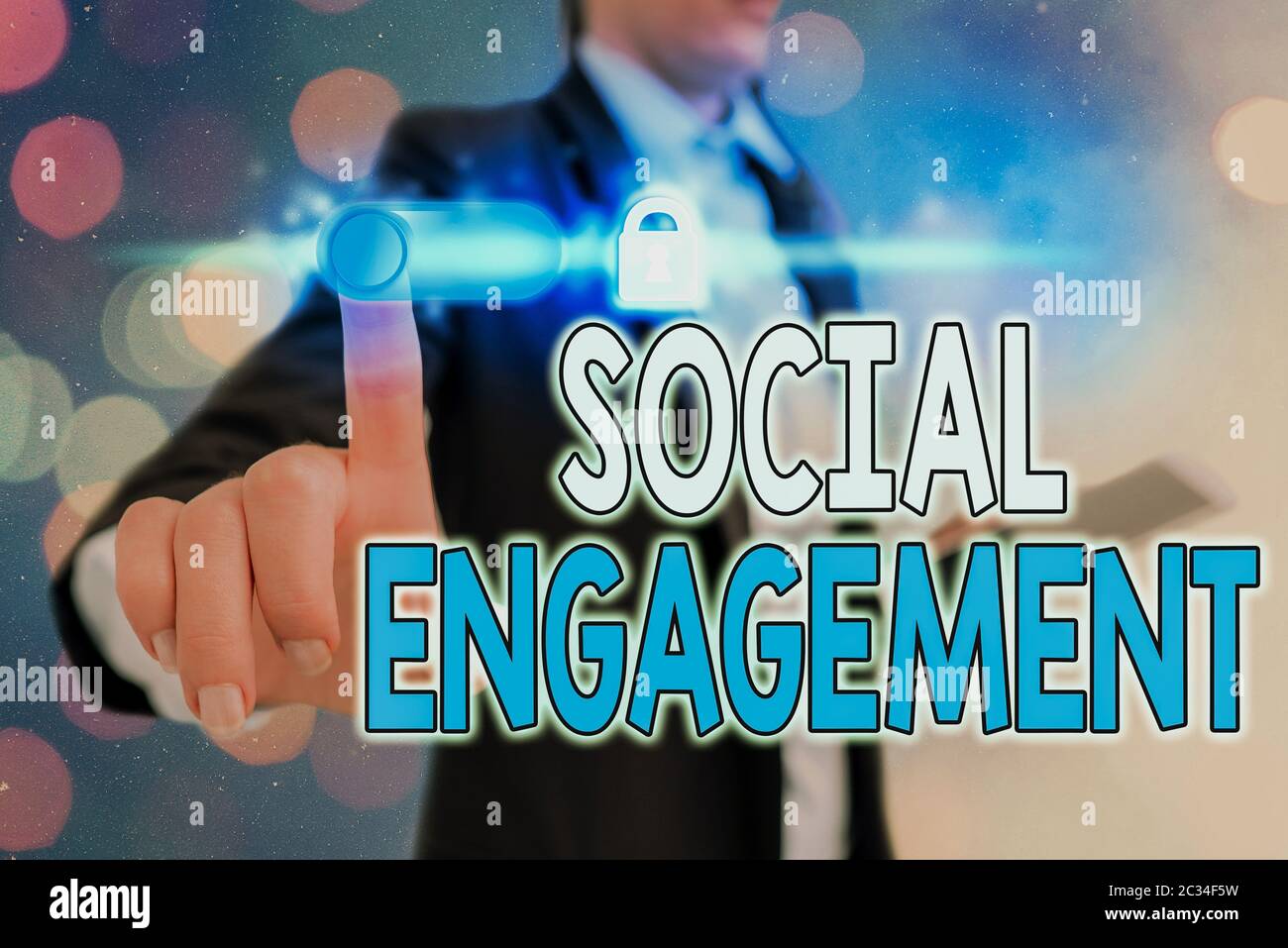 Conceptual hand writing showing Social Engagement. Concept meaning ...