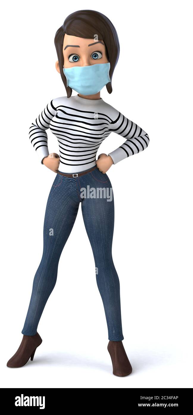 3D Illustration of a cartoon woman with a mask Stock Photo - Alamy