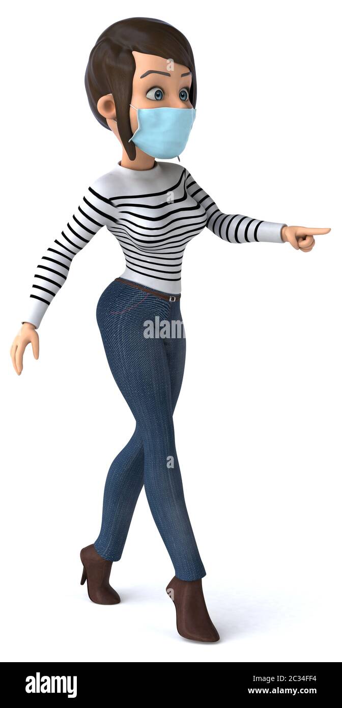 3D Illustration of a cartoon woman with a mask Stock Photo - Alamy
