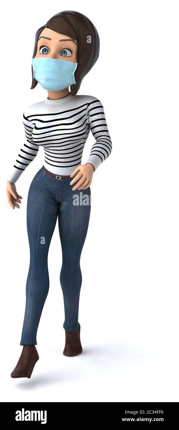 3D Illustration of a cartoon woman with a mask Stock Photo - Alamy