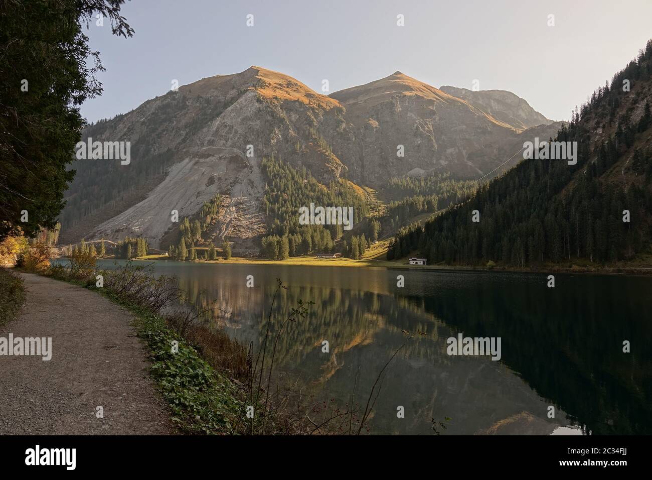 on the lakeside in the Tyrolean mountains in Austria Stock Photo - Alamy
