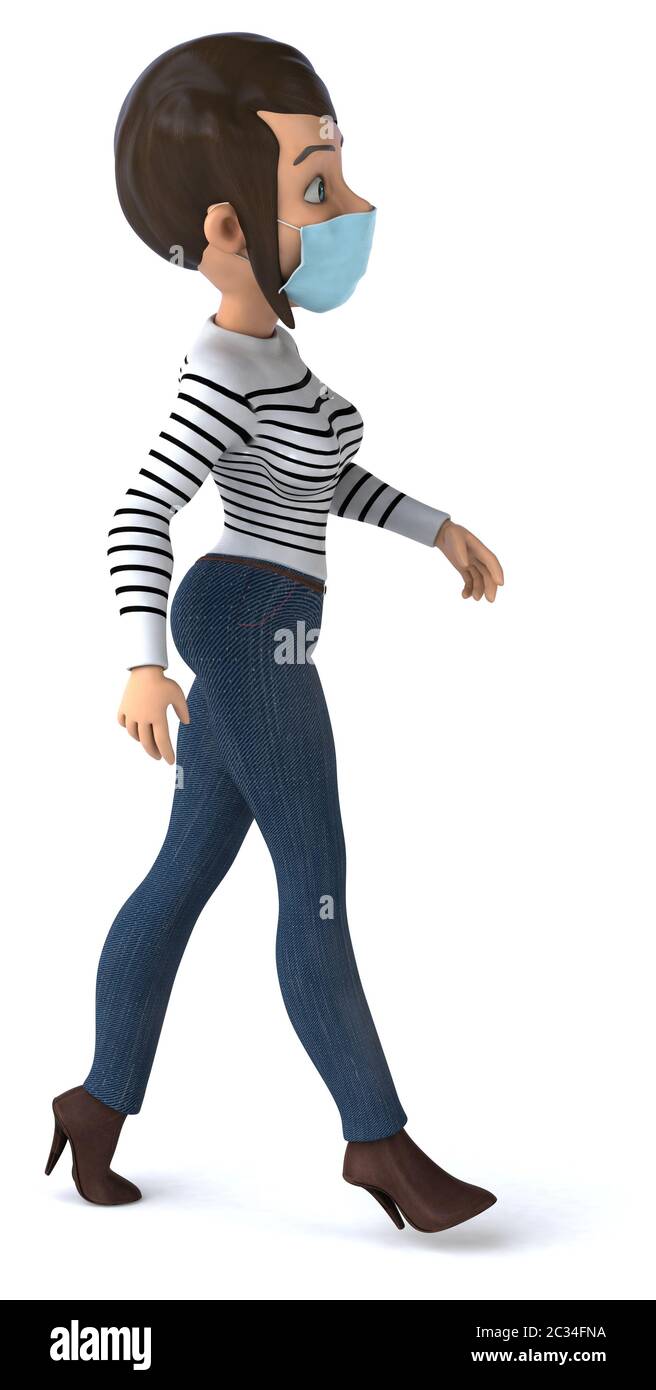 3D Illustration of a cartoon woman with a mask Stock Photo - Alamy