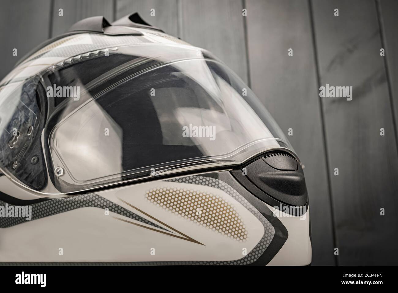 Side view of a protective helmet for riding highly protected ...