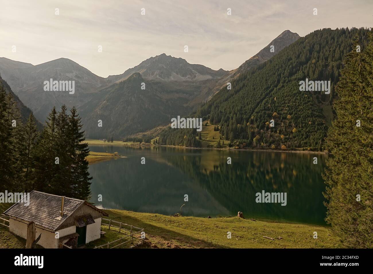 on the lakeside in the Tyrolean mountains in Austria Stock Photo - Alamy