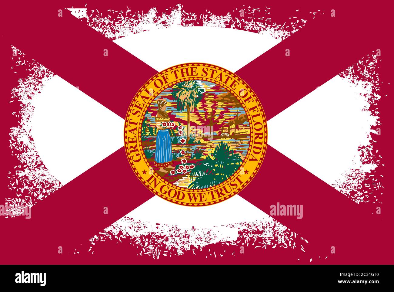 The flag of the USA state of Florida with a grunge oval Stock Photo - Alamy