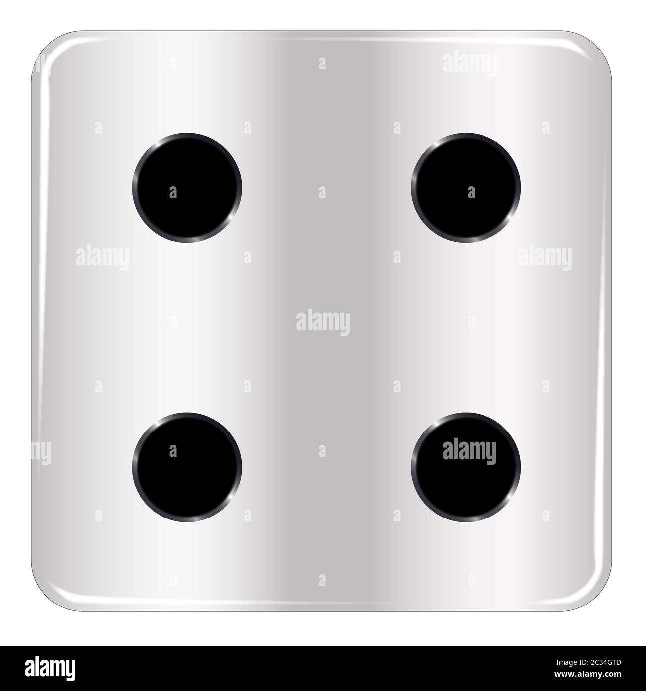 The face of a dice with four black spots over a white background Stock ...