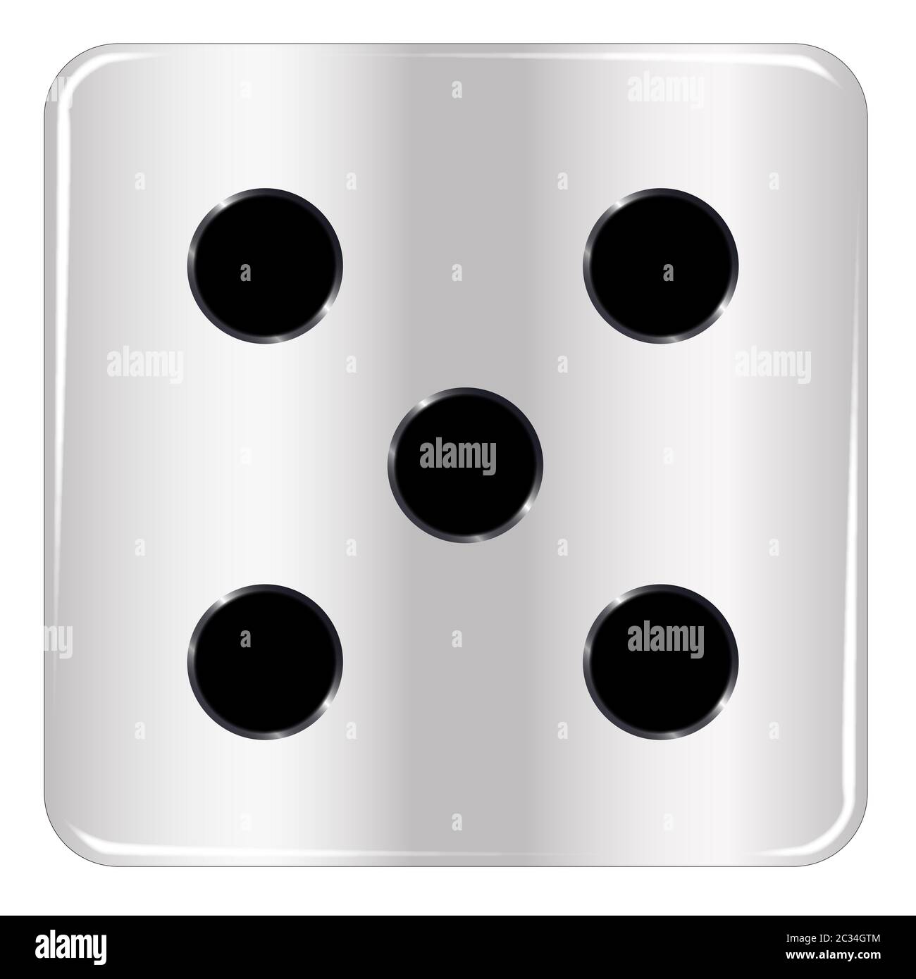 The face of a dice with five black spots over a white background Stock ...
