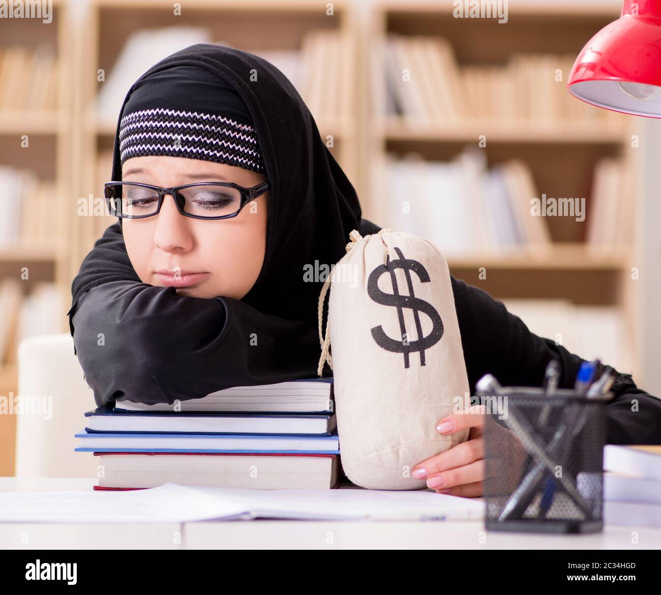 Muslim girl in hijab studying preparing for exams Stock Photo - Alamy