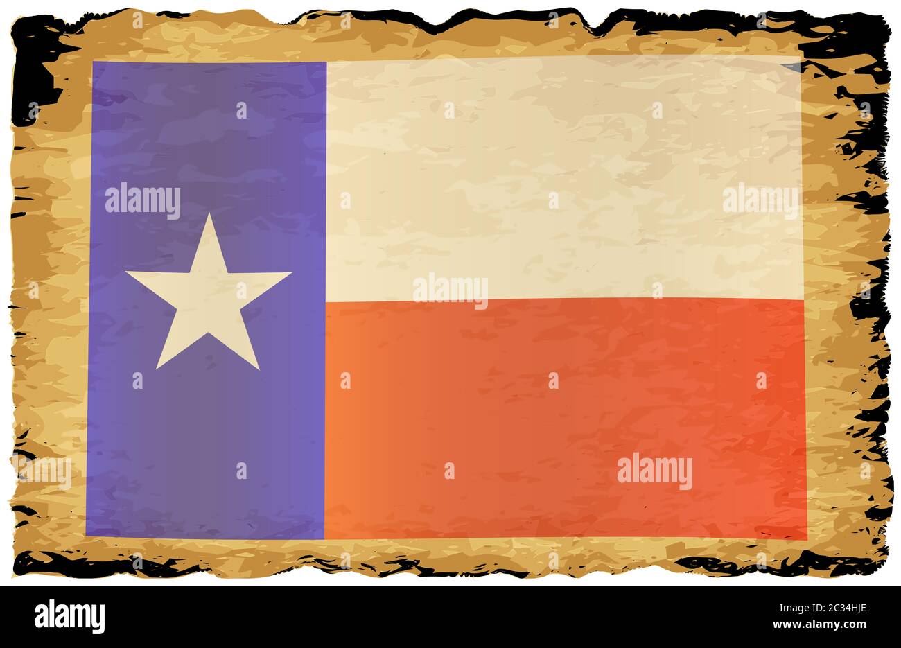 A Texas flag parchment background of browns shades and black over a ...