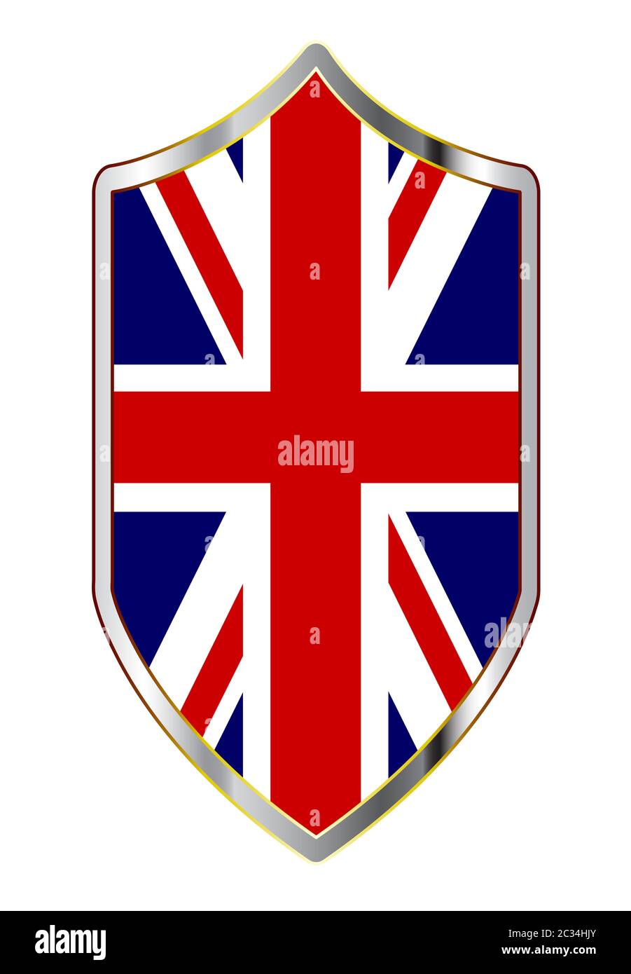 A typical crusader type shield with the British Union Jack flag Stock ...