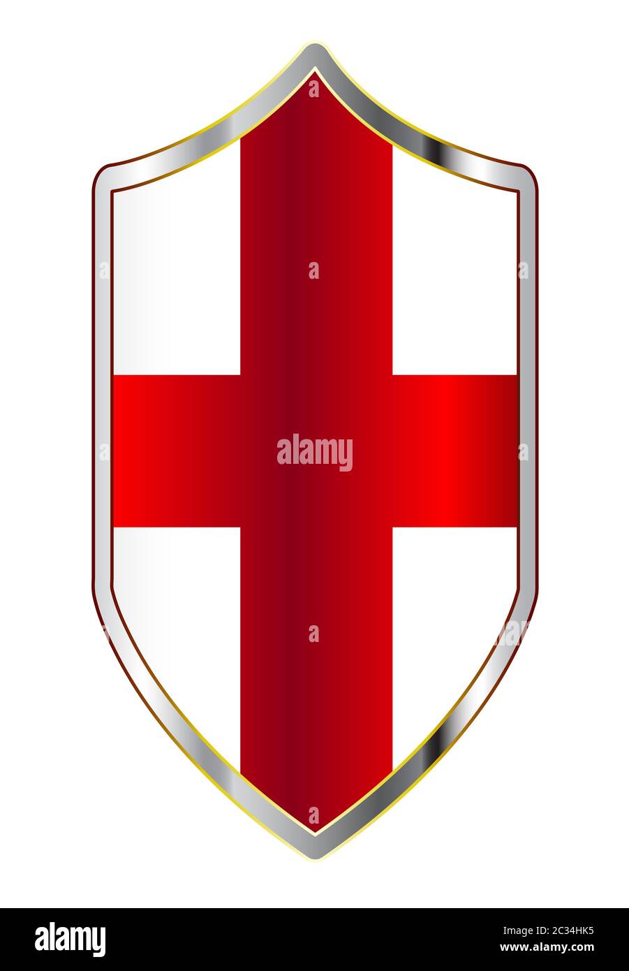 A typical crusader type shield with red cross flag of England Stock ...