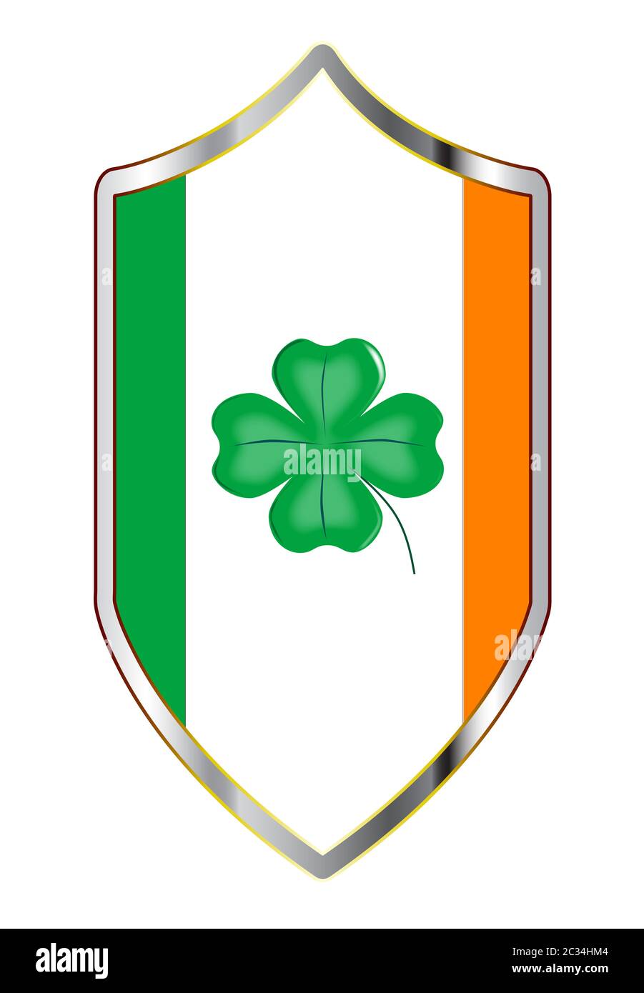 A typical crusader type shield with flag of Ireland Stock Photo - Alamy
