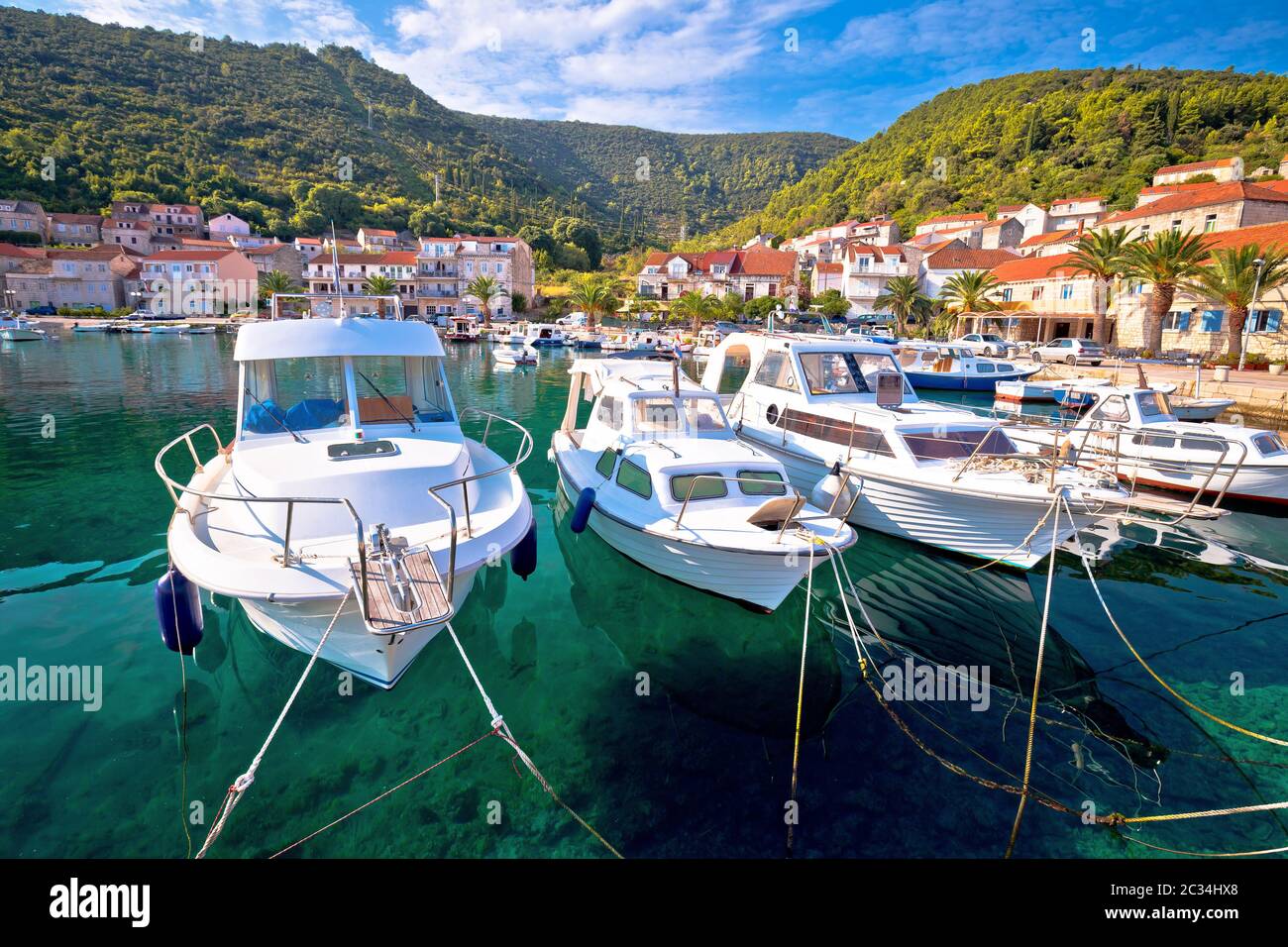 Korcula Idyllic coastal village of Racisce on Korcula island waterfront ...