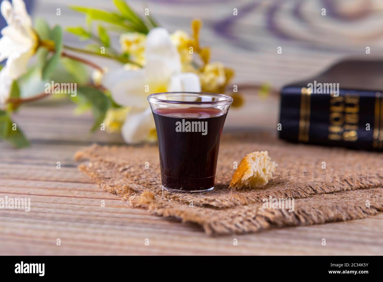 Taking communion concept - the wine and the bread symbols of Jesus ...