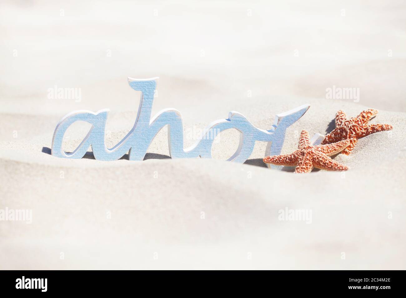 "Ahoi" Written In Wood On A Beach Stock Photo - Alamy