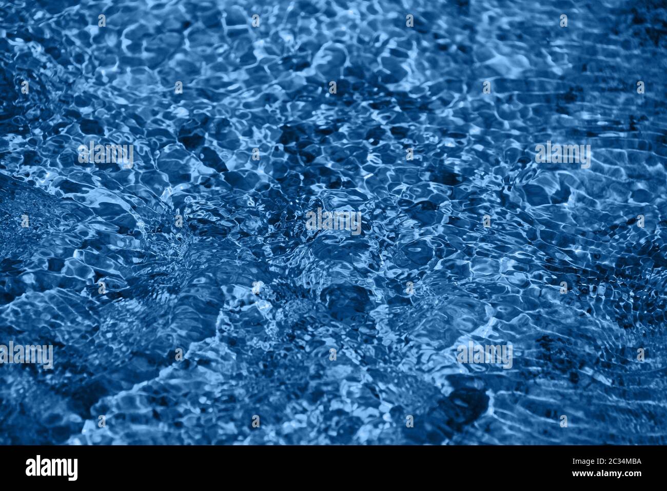Close up background texture of blue color running water stream ...