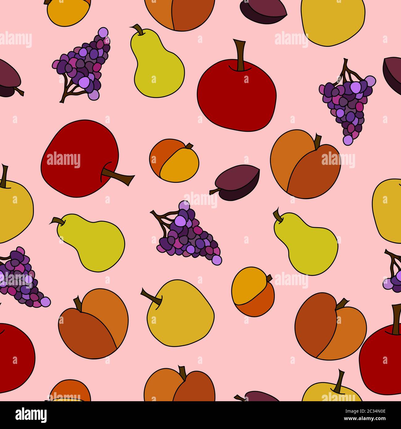 hand drawn fruit seamless pattern Stock Photo - Alamy
