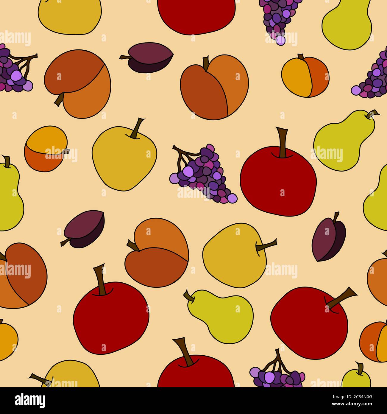 hand drawn fruit seamless pattern Stock Photo - Alamy