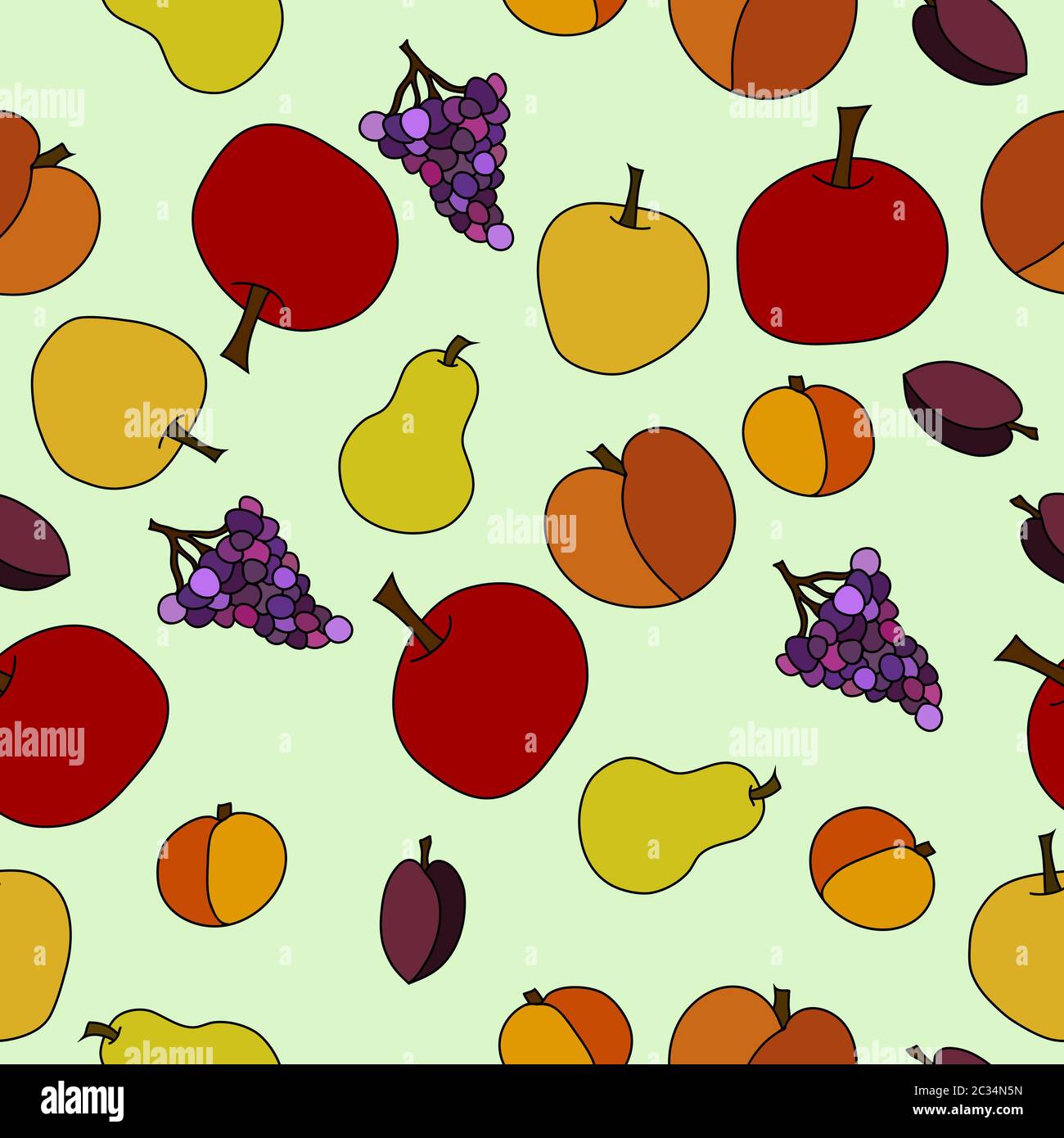 hand drawn fruit seamless pattern Stock Photo - Alamy