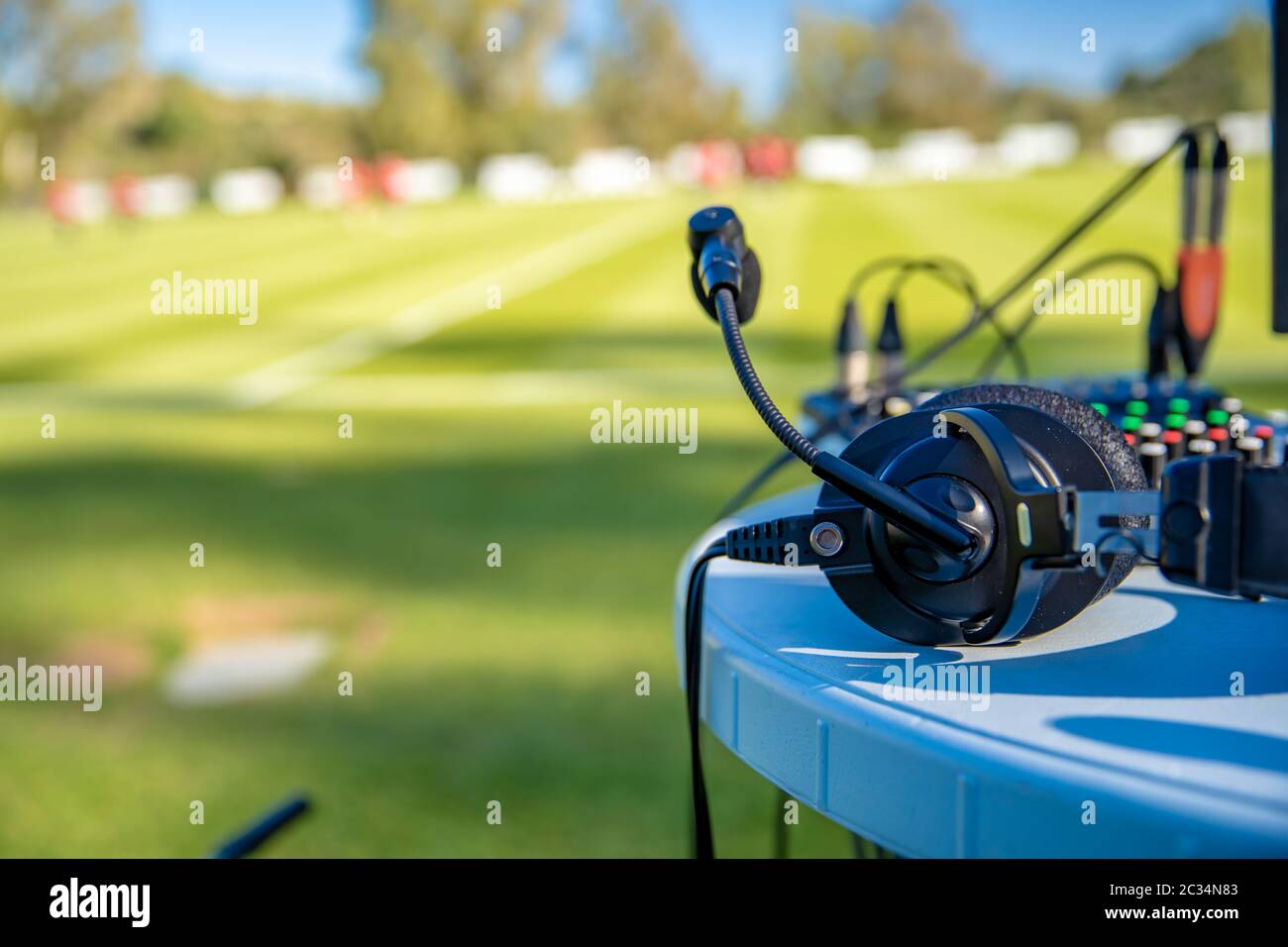 Football commentators microphone hi-res stock photography and images ...