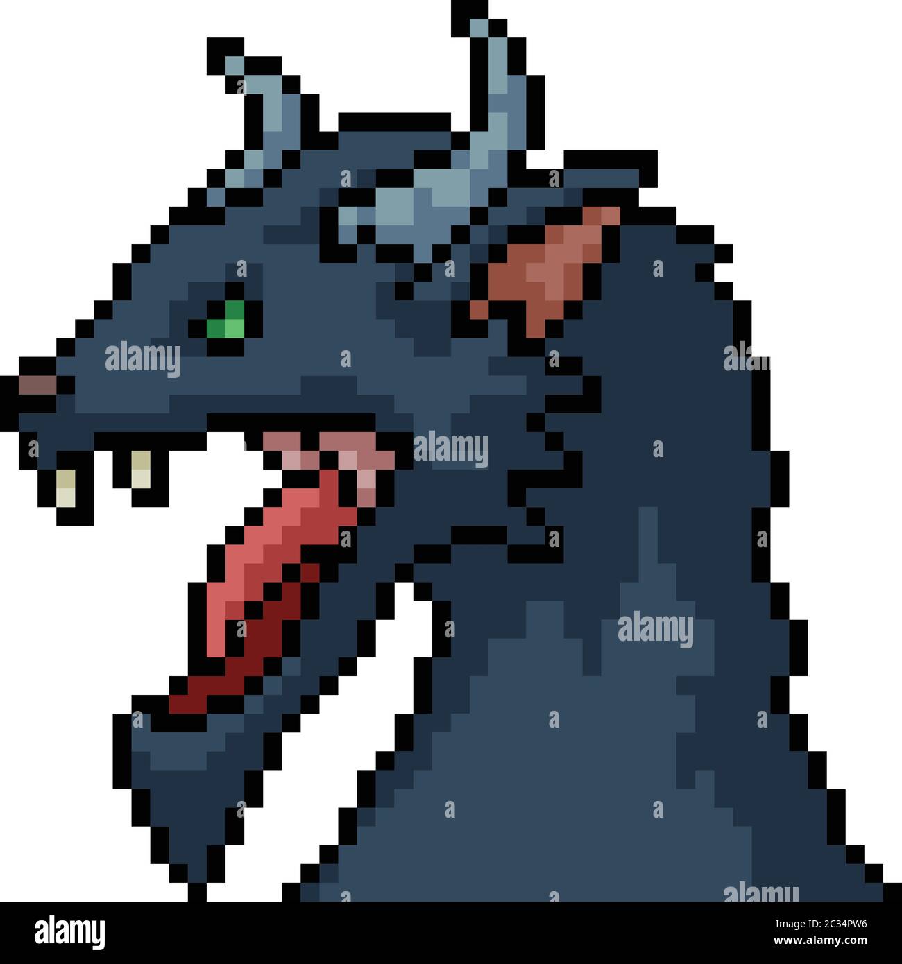 vector pixel art monster head isolated cartoon Stock Vector Image & Art ...