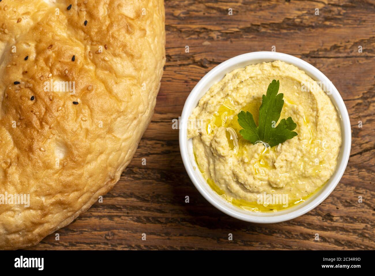 arabic humus spread with bread Stock Photo - Alamy