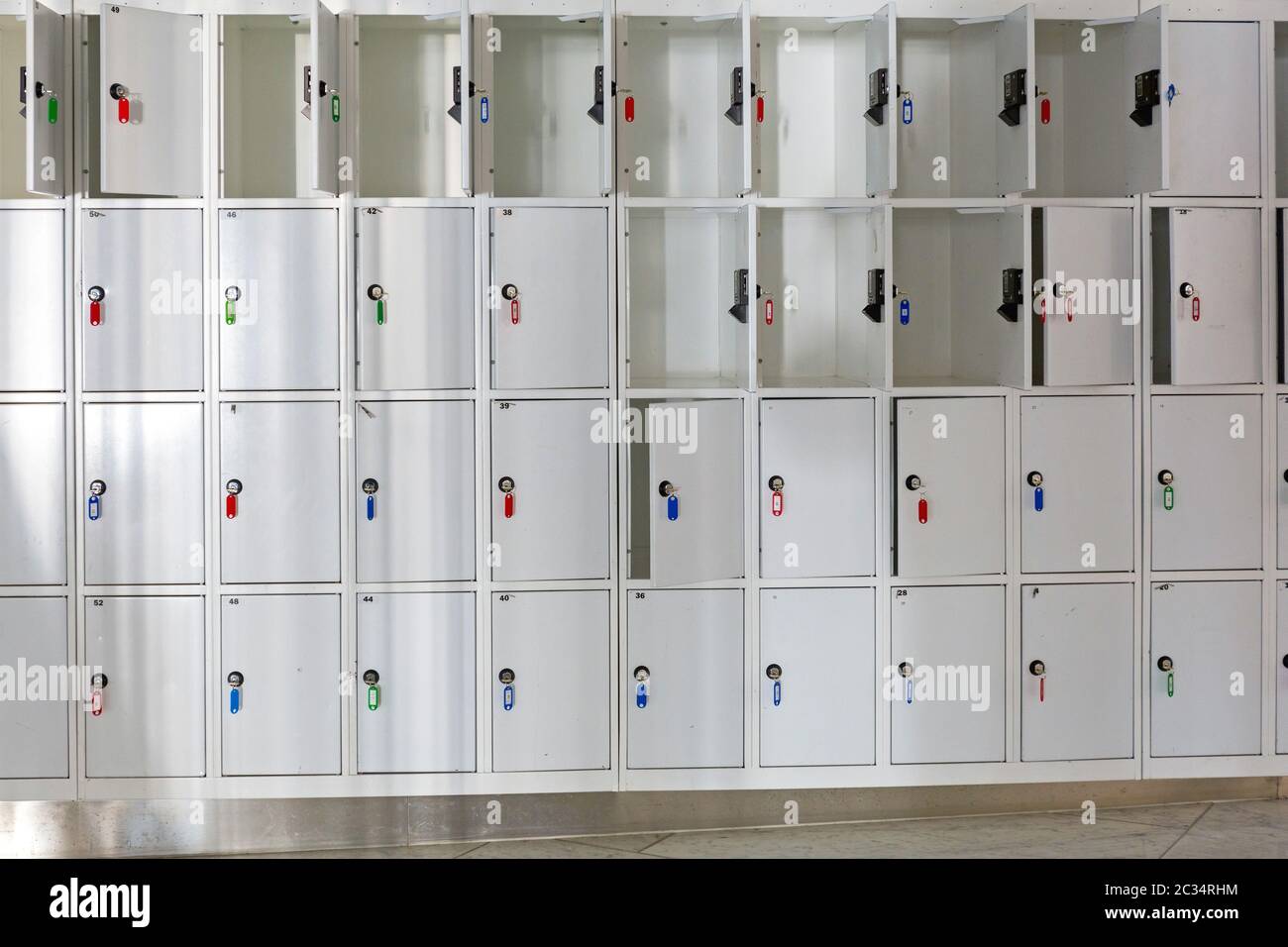 Cabinet With Box Lockers in Storage Room Stock Photo - Alamy