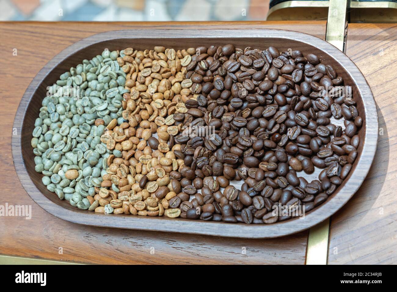From Raw Beans to Roasted Coffee Sifferent Colours Stock Photo - Alamy