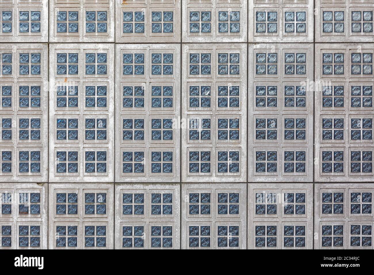 Glass Cubes Windows at Concrete Wall Building Stock Photo - Alamy