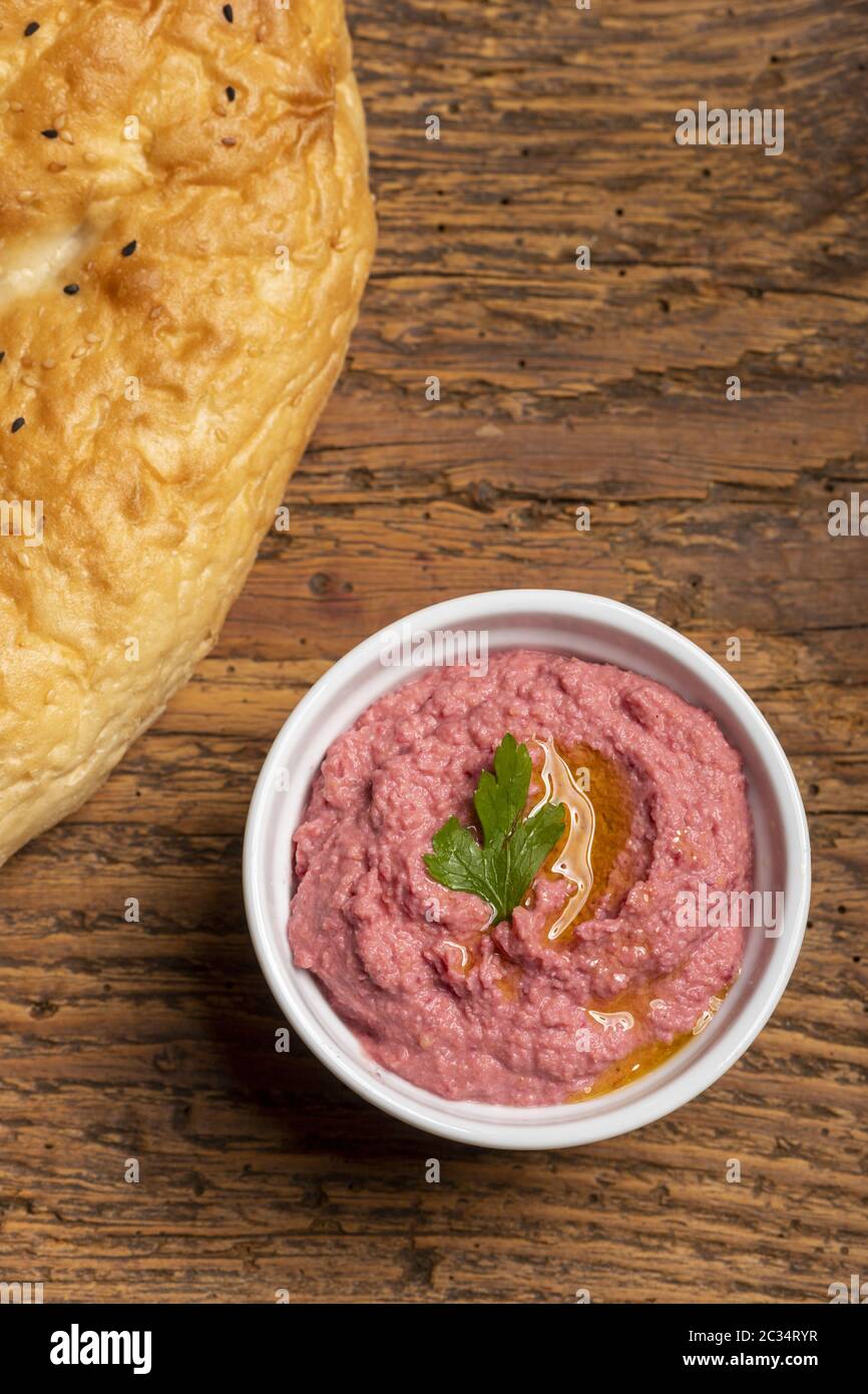 arabic humus spread with bread Stock Photo - Alamy