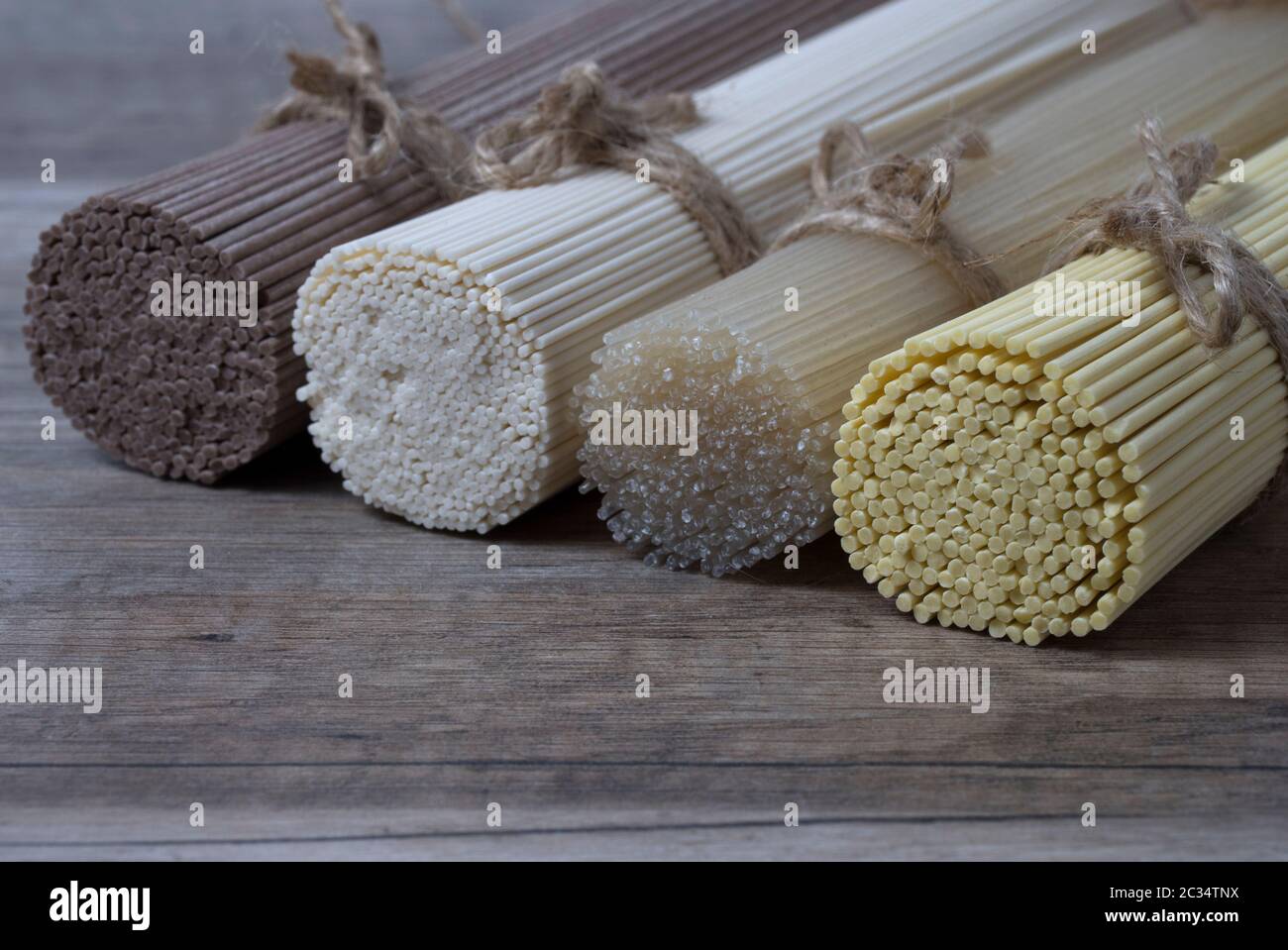 Pasta from different varieties of wheat and different colors Stock ...