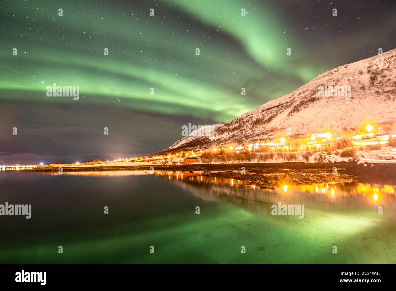 Norway, northern lights, evening, sea, Aurora borealis Stock Photo - Alamy