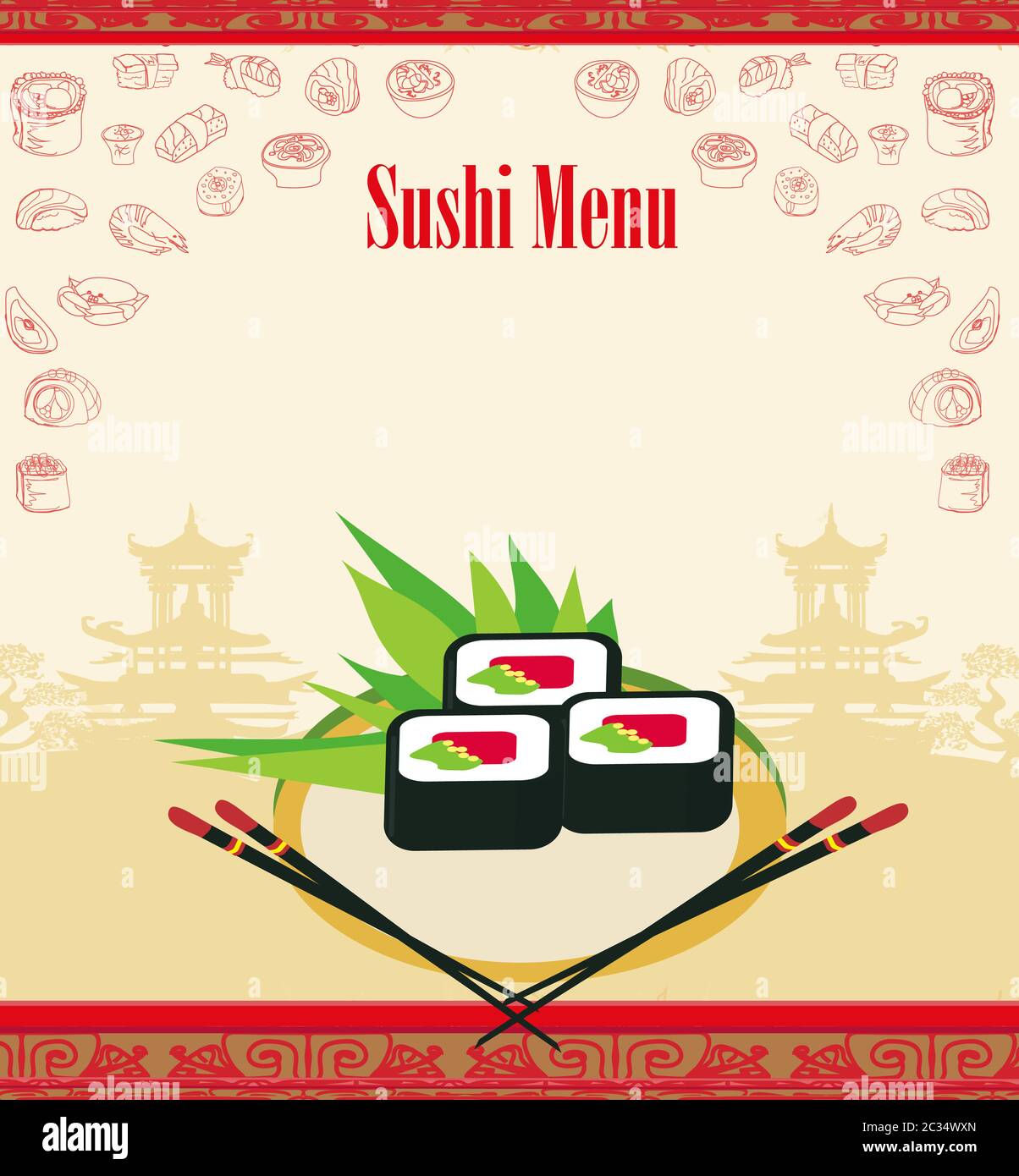 Sushi menu - artistic frame card Stock Photo - Alamy