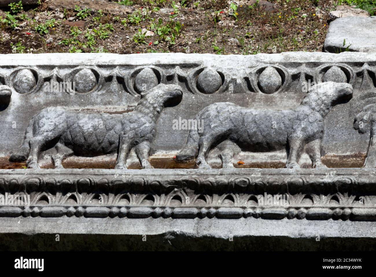 Istanbul - early Christian bas-reliefs with Hagia Sophia Stock Photo ...