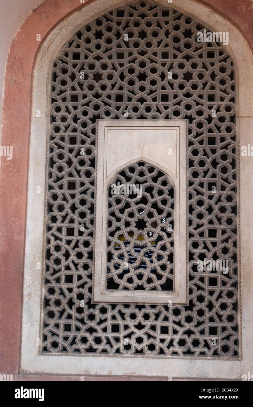 humayun's tomb window pattern Stock Photo - Alamy
