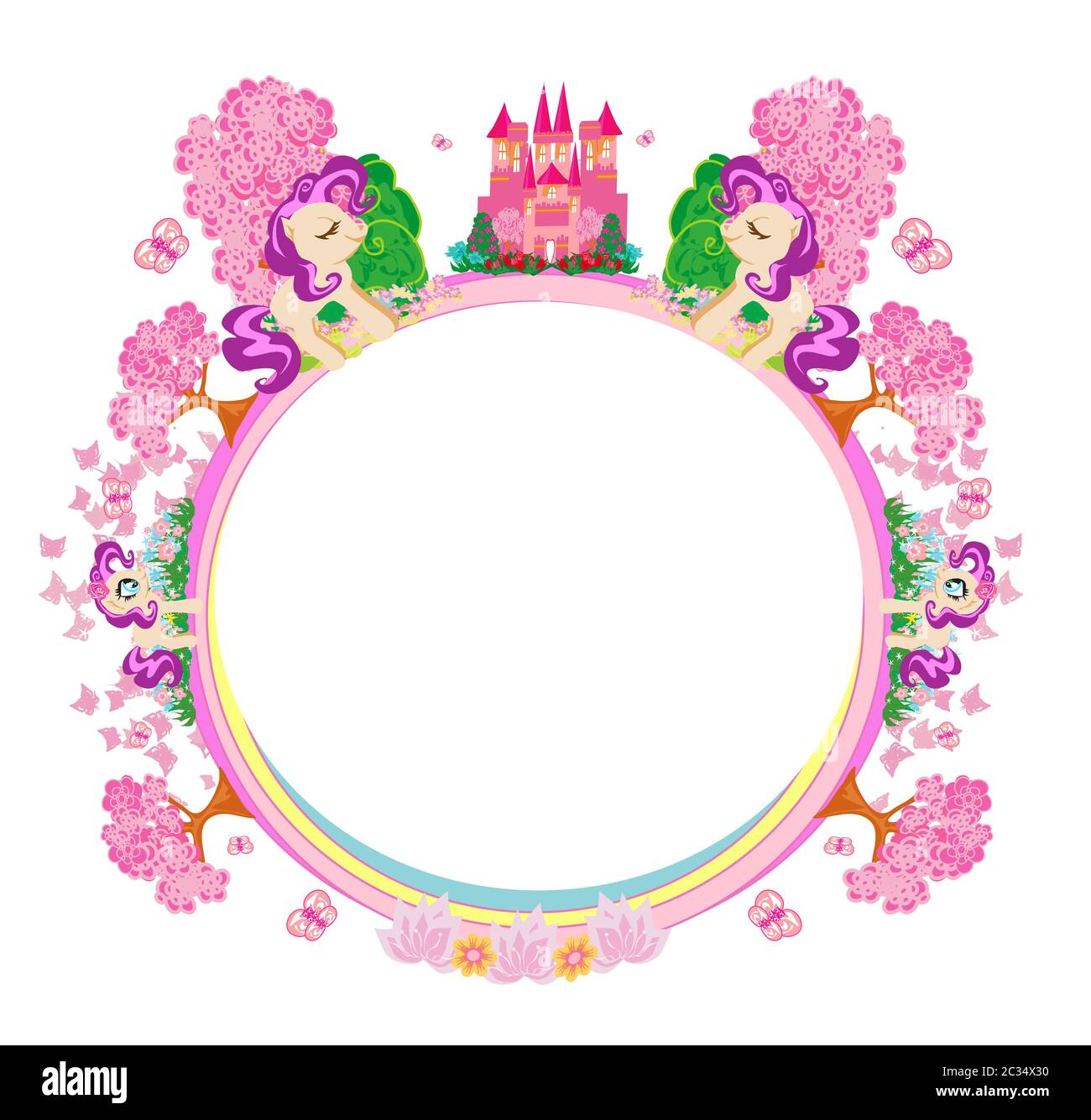 Beautiful Fairytale Pink Castle Frame High Resolution Stock Photography ...