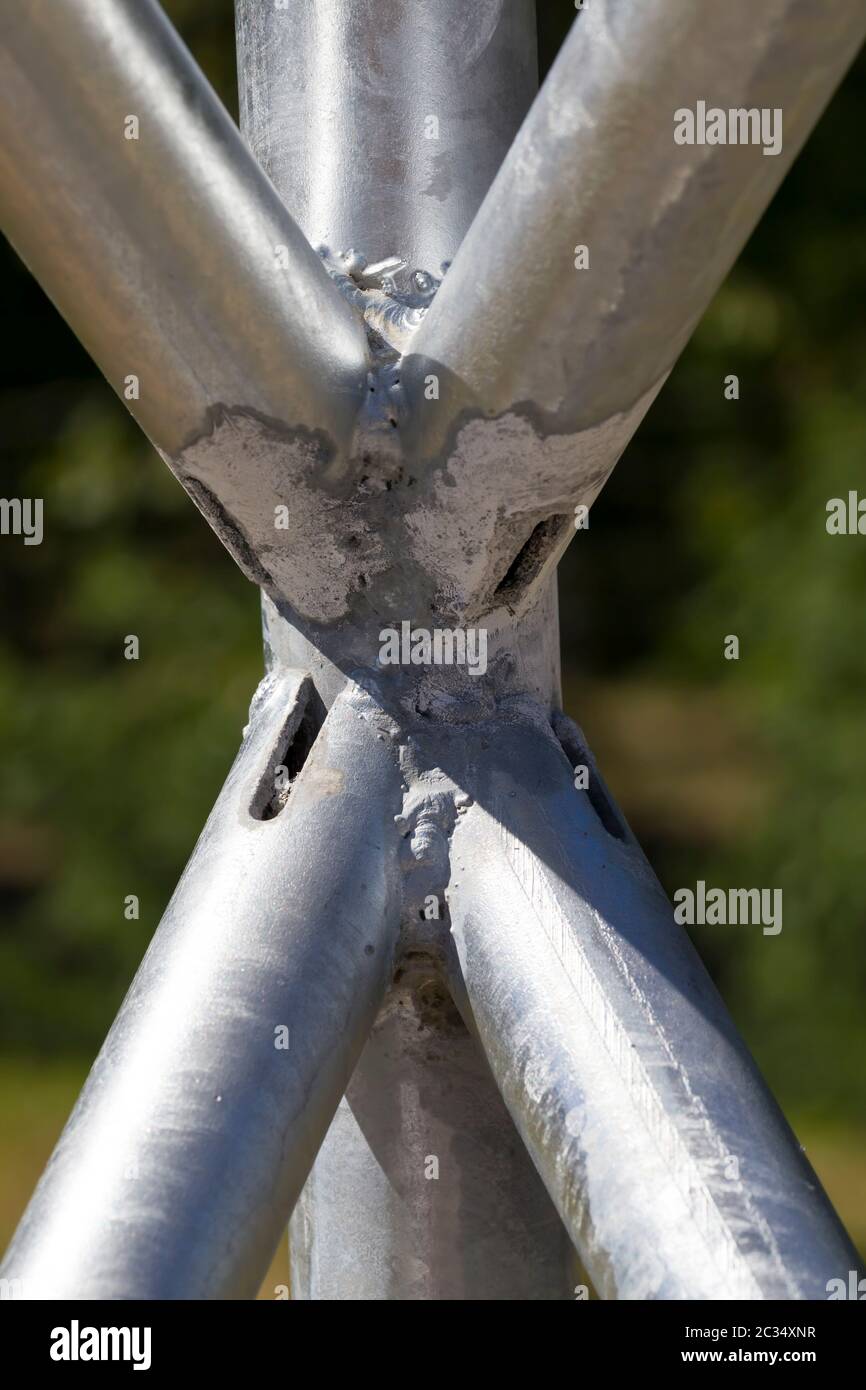 steel metal structure made of several elements in the form of a pipe ...