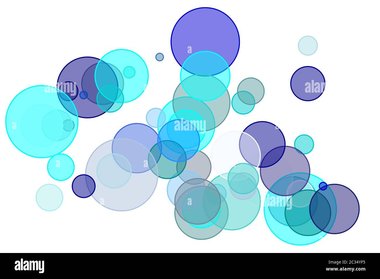 Abstract minimalist blue illustration with circles and white background ...