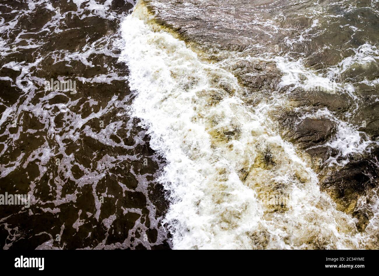 sea waves on the water surface of different sizes and shapes, closeup ...