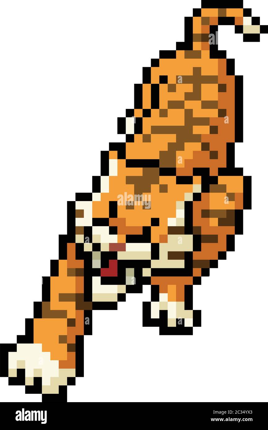 vector pixel art wild tiger isolated cartoon Stock Vector Image & Art ...