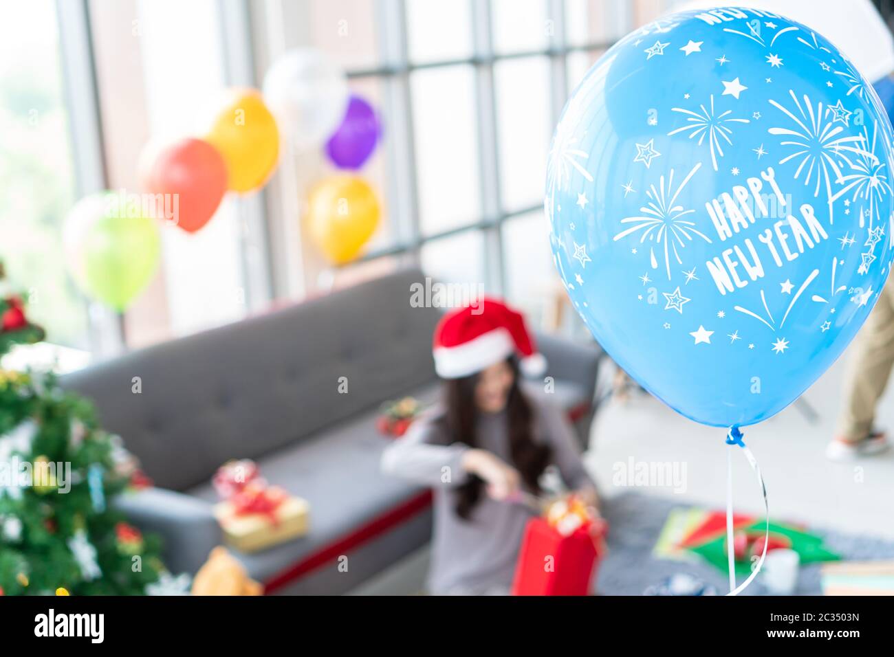 Photographs of balloons, decorations for Christmas and New Year's ...